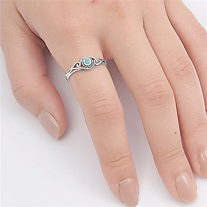 Bali Swirl Simulated Turquoise Cute Ring New .925 Sterling Silver Band Size 9