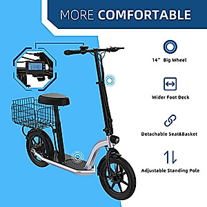 Hiboy Electric Scooter for Adults - 31 Miles Long Range & 22Mph Folding Commuter - Fat Tire Electric Scooter(VE1 PRO/ECOM 14)