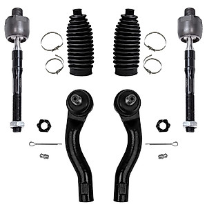 Detroit Axle - Front 6pc Tie Rods Kit for 06-12 Ford Fusion Lincoln MKZ Zephyr 06-09 Mercury Milan, 4 Suspension Outer & Inner Tie Rod Ends 2 Boots Replacement 2006 2007 2008 2009 2010 2011 2012