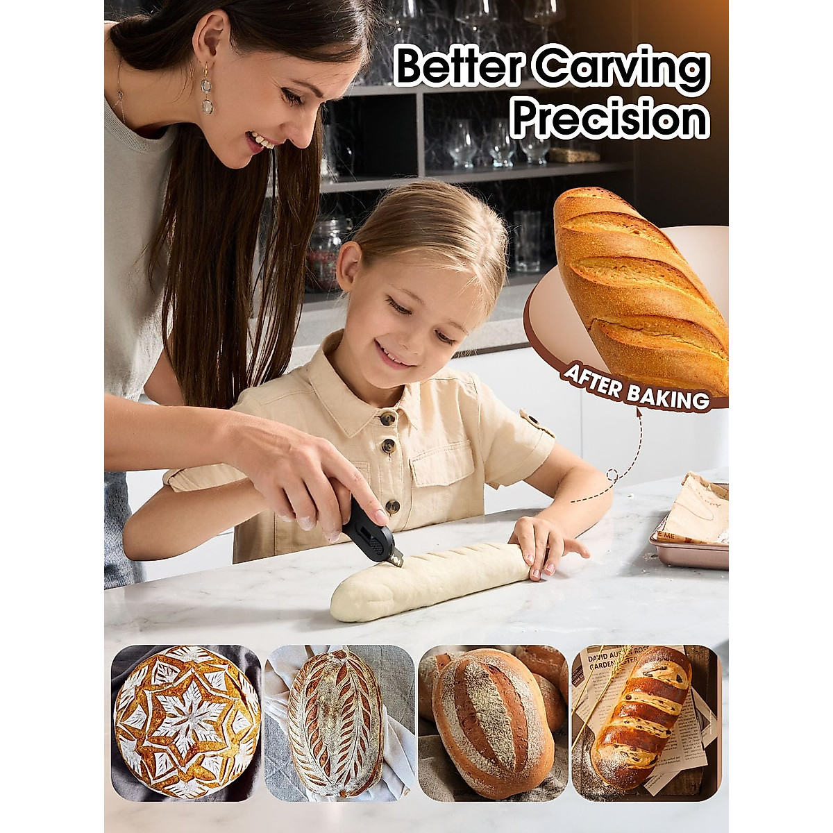 Bread Lame, Magnetic & Reusable Bread Lame Dough Scoring Tool, Bread Lame Blades Tool, Anti-Slip Handle with Long Retractable Razor, Sourdough Scoring tool for Bread Making, Bread Scoring Tool