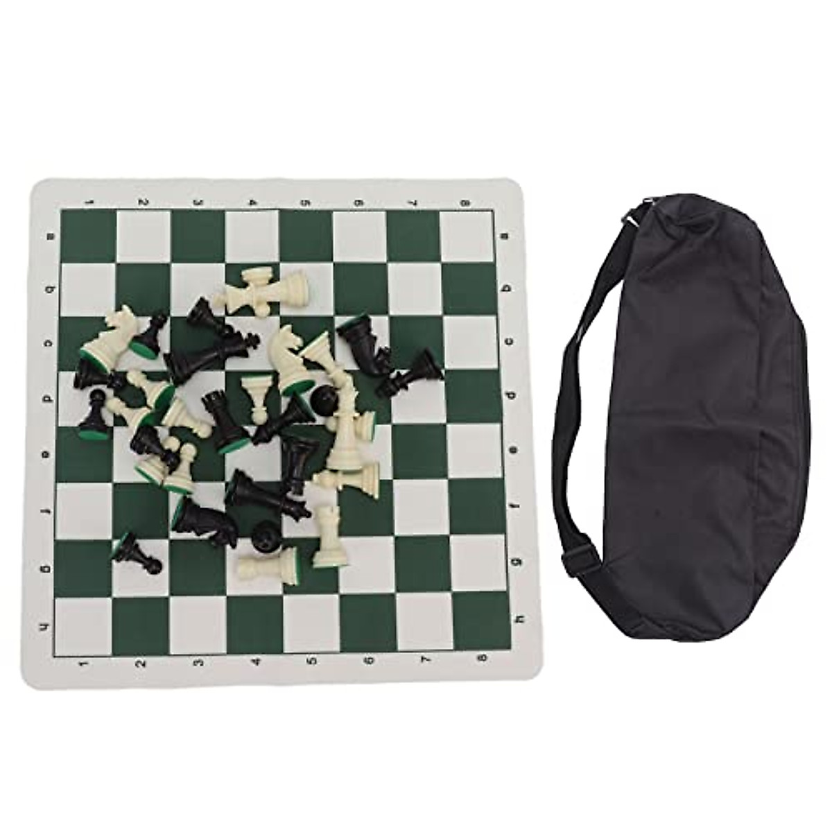 YEmirth Chess Set PU Imitation Leather Roll-up Travel Chess in Carry Tube with Shoulder Strap Easy to Carry for Beginner and Kids