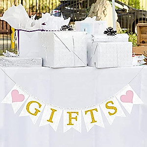 Burlap Gift Banner Bunting Sign for Baby Shower,Bridal Shower,Engagement,Wedding,Bachelorette,Retirement,Birthday Party Supplies