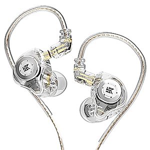 ERJIGO EDXPro KZ EDX Pro In-Ear Monitors, HiFi stereo Stage/Studio IEM Wired Noise Isolating Sport Earphones/Earbuds/Headphones with Detachable Cable for Musician Audiophile (Without Mic, Transparent)
