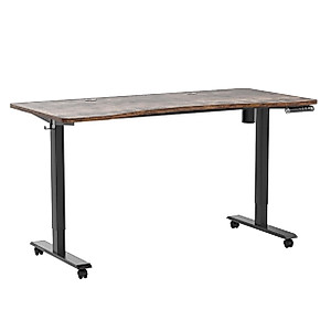 bilbil Electric Standing Desk 55 x 30 Inches, Height Adjustable Sit Stand Desk with Splice Board, Casters with Brake, Black Frame/Rustic Brown Top