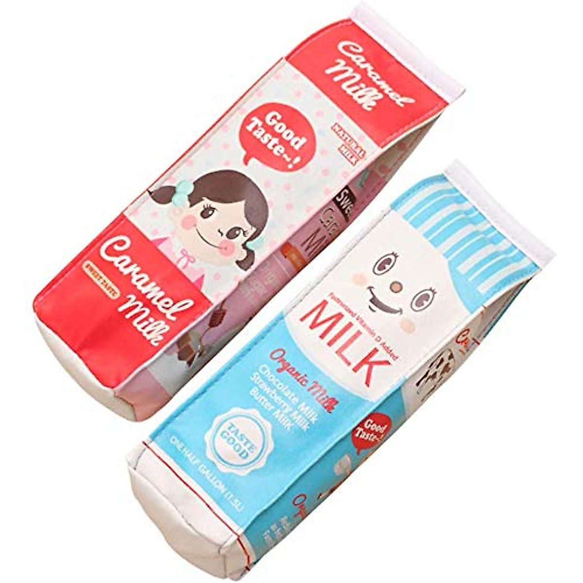 Funny live 2Pcs Creative Milk Cartons Pencil Case Waterproof PU Pen Bag Pencil Holder Stationery Organizer