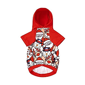 Fantasy Era Funny Dog Christmas Outfits Costume Cat Hoodie Cosplay Party Clothes for Small Pet (Red, XX-Large)