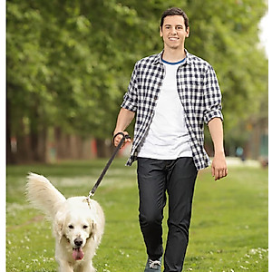 Guiding Star Black Leather Dog Leash 6ft, Soft Durable Genuine Handmade Braided Leather Dog Lead, Heavy Duty Strong Dog Training Walking Dog Leash Leather for Large & Medium Dogs