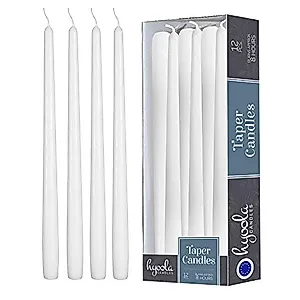 Hyoola 12 Pack Tall Taper Candles - 10 Inch White Dripless, Unscented Dinner Candle - Paraffin Wax with Cotton Wicks - 8 Hour Burn Time