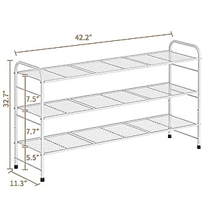 Dicasser 3-Tier Long Shoe Rack Organizer Extra Large Capacity for 24 Pairs,White