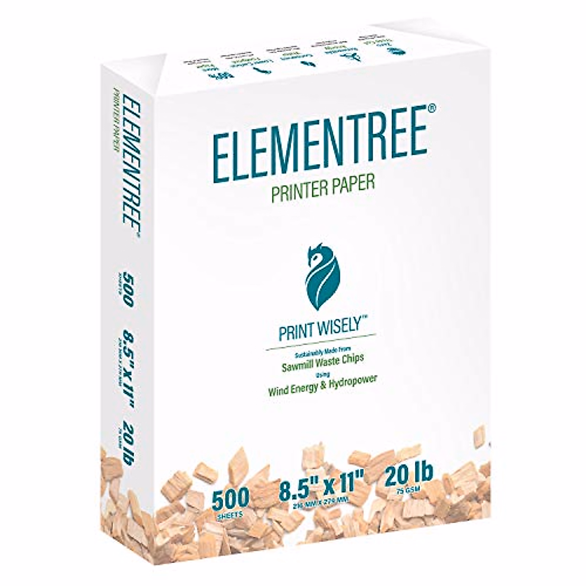 Elementree Sustainable Printer Paper Case, 8.5 x 11 White, 5 Reams, 2500 Sheets of 20lb Printing Paper, Made in the USA (00918C)