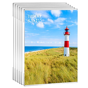 Ludery 8.5x11 Acrylic Picture Frames,Set of 6 Clear Photo Frame for Wall,Clear Frameless picture Frames 8.5 x 11,Floating Hanging Picture Frames 8.5 x 11 for Home, School, Office