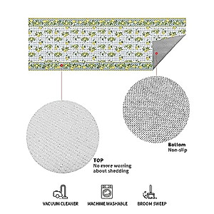 KITHOME Front Door Mat Blue Tile Background Lemon Indoor Outdoor Entrance Doormat Washable Floor Mats for Front Door Bathroom Kitchen Runner Rugs 16x47 Inch