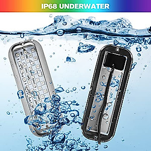 HUSUKU RS9 (2.0) RGB 4000LM Underwater Marine Light for Boat, 6.7 Inch, 45LED DC 12V, 316 Stainless Steel, IP68, Color Change LED Boat Light for Yacht Boat Transom Fishing Dock Pontoon