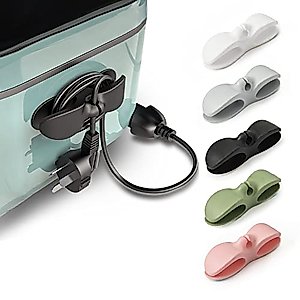 IFLYTEL Upgraded Cord Organizer for Appliances, 5 PCS Soft Silicone Material Cord Wrapper/Cord Keeper/Cord Holder for Most Kitchen Appliances Stick on Toaster, Air Fryer, Coffee Maker, Pressure Cooker