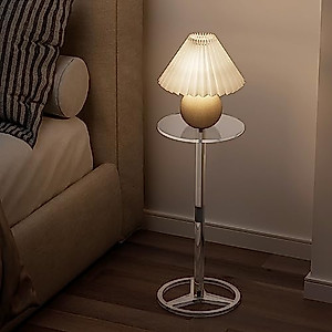 invisibiliter Small Acrylic Drink Table, Clear Side Table for Small Space, 10 Inches Round Modern End Table for Living Room, Bedroom, Balcony, Bathroom, and Home Office