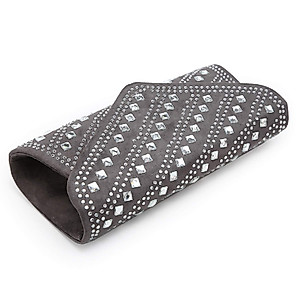 Dasein Rhinestone Evening Bags Glitter Clutch Handbags Studded Envelope Purses for Prom Party Wedding Grey