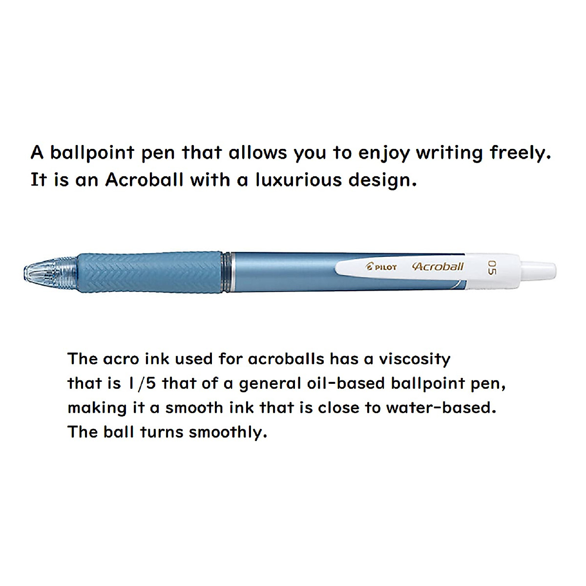 Pilot Japan Pilot Acroball T Series Retractable Ballpoint Pen 0.5mm Black Ink 5 Body Colors Set BAB-15EFT With Kanji LOVE Sticker, 0.44 x 5.61 2.22 in