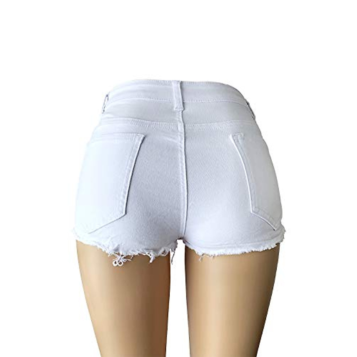 Aodrusa Womens Ripped Denim Shorts Mid Waist Sexy Short Cutoff Distressed Short Jeans White US 2-4