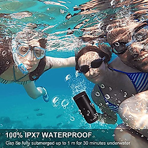 comiso Waterproof Bluetooth Speaker IPX7, 25W Wireless Portable Speakers Loud Sound Strong Bass Stereo Pairing 36 Hours Playtime, Bluetooth 5.0 Built in Mic for Calls Black