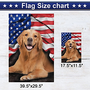 FLAGWIX Golden Retriever, Patriot American Dog Flags - 4th of July Decorations for Home, Outside, Indoor Outdoor Flag, House Flag 30x40 - Double Sided, Heavy Duty Canvas, Fade Resistant