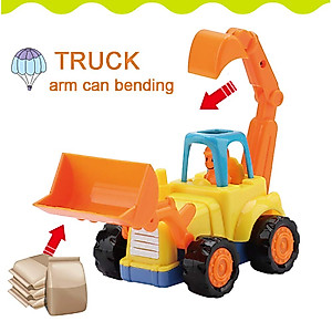 ZMZS Push and Go Cars for Kids, Friction Powered Toy Sand Play Tractor Truck Toy Baby Early Education Sets of 4,Gift for Children Boys Girls for 3+ Year Olds