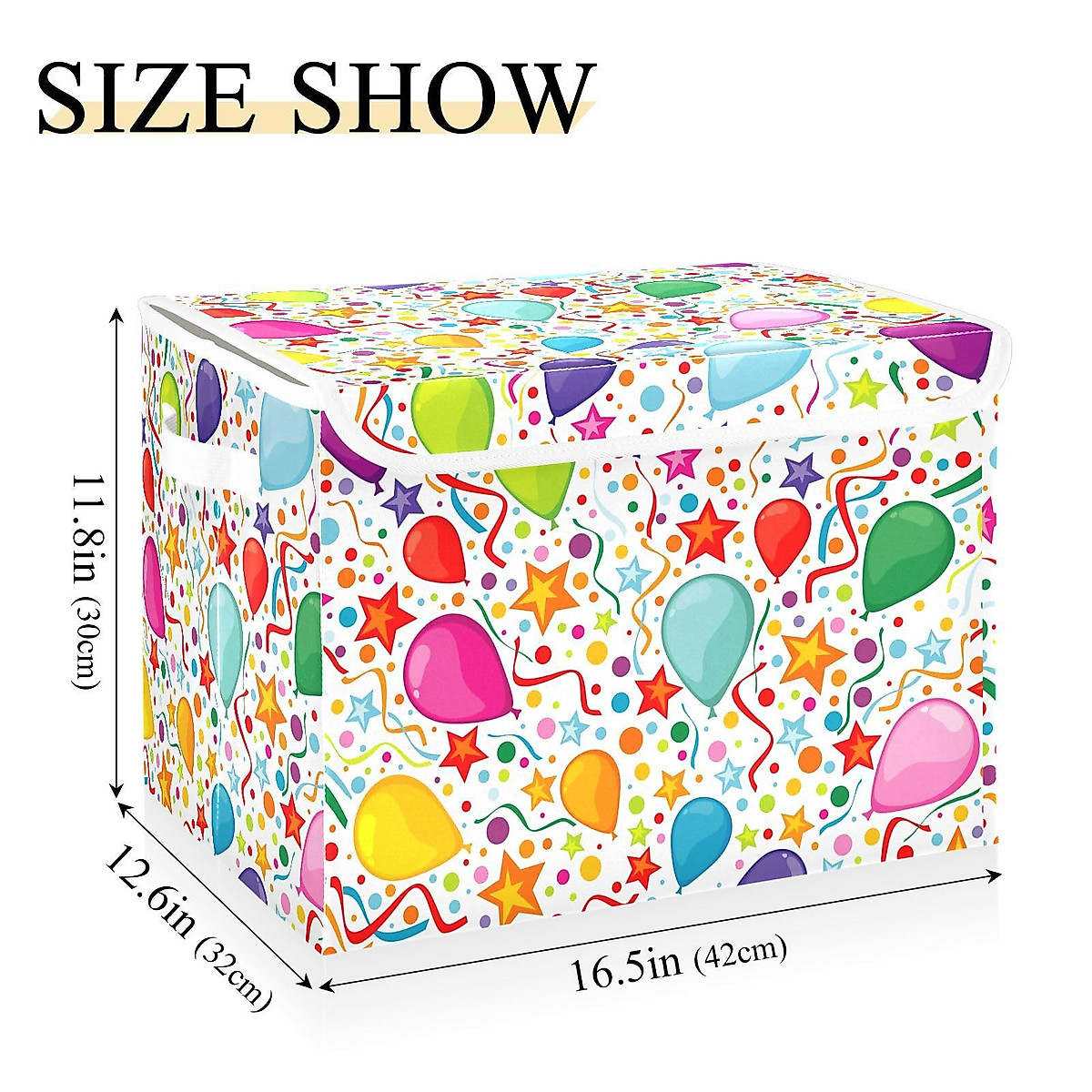 Birthday Party Colorful Balloons Storage Bins with Lids Storage Containers Cubes Box Collapsible Closet Organizer Fabric Storage Basket for Bedroom Clothes Office Shelves Nursery Gifts Home Decor
