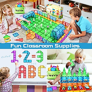 Loovio Magnetic Tiles Toddler Toys for 3 Year Old Boys & Girls, Magnetic Blocks Gifts Toys for Toddler Kids Ages 3-5, Preschool Learning Montessori STEM Magnet Toys - Starter Set