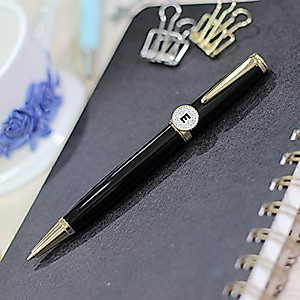 BIJOUX BOBBI [Premium Quality Pen with Individualized Letter Embellishment - Letter S - Black/Gold