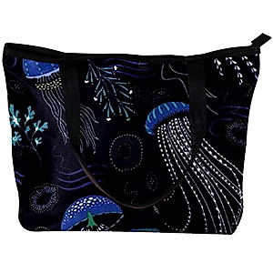 YZUOUZY Tote Bag for Women Purse,ocean blue jellyfish,Shoulder Bag Portable Handbag Casual Crossbody Bag with Zipper