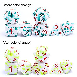 DND Game Dice Set Polyhedral - IDTQ Dungeons and Dragons Color Changes with Temperature Purple Red White Black Blue Yellow Green Dice Set RPG MTG Table Games 6sets D4 D6 D8 D10 D12 D20