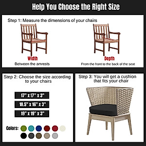 idee-home Outdoor Chair Cushions Set, Thick Outdoor Seat Cushion Waterproof Patio Furniture with Ties, Dining Indoor Chair Pads