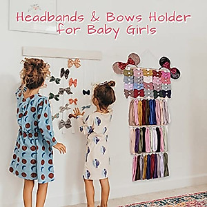 OAOLEER Baby Headband & Bow Holder for Girls Hair Bows, Hanging Baby Headbands Organizer Storage Newborn Headband Holder for Wall, Room, Door or Closet (1Pcs White)