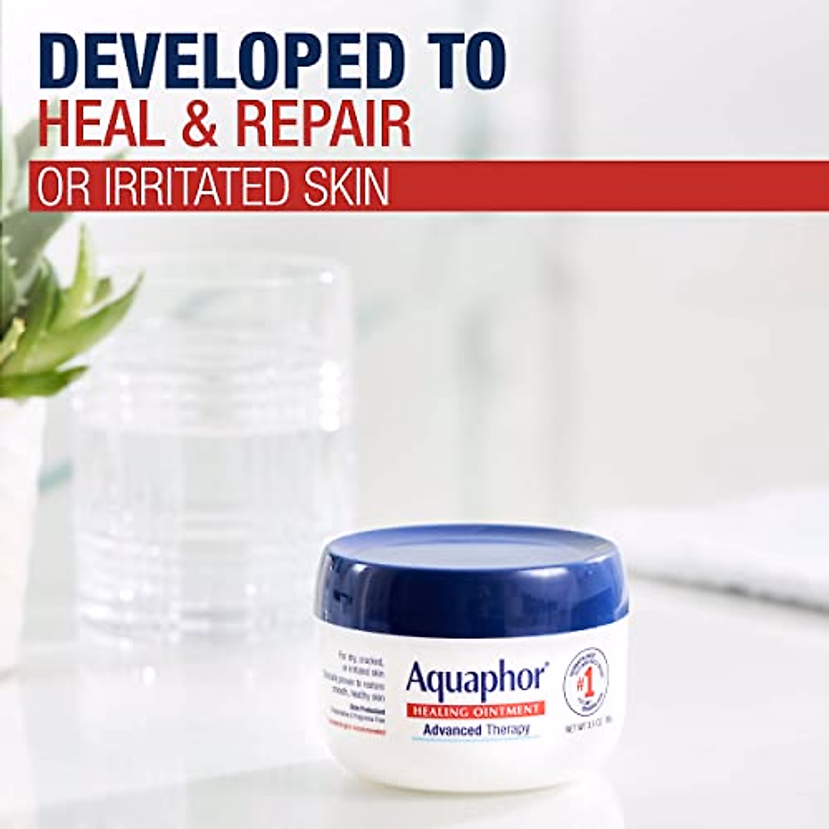 Aquaphor Healing Ointment Advanced Therapy Skin Protectant, Body Moisturizer for Dry Skin, Minor Cuts and Burns, Dry Cuticles, Cracked Heels, Hands and Lips, 3.5 Oz Jar