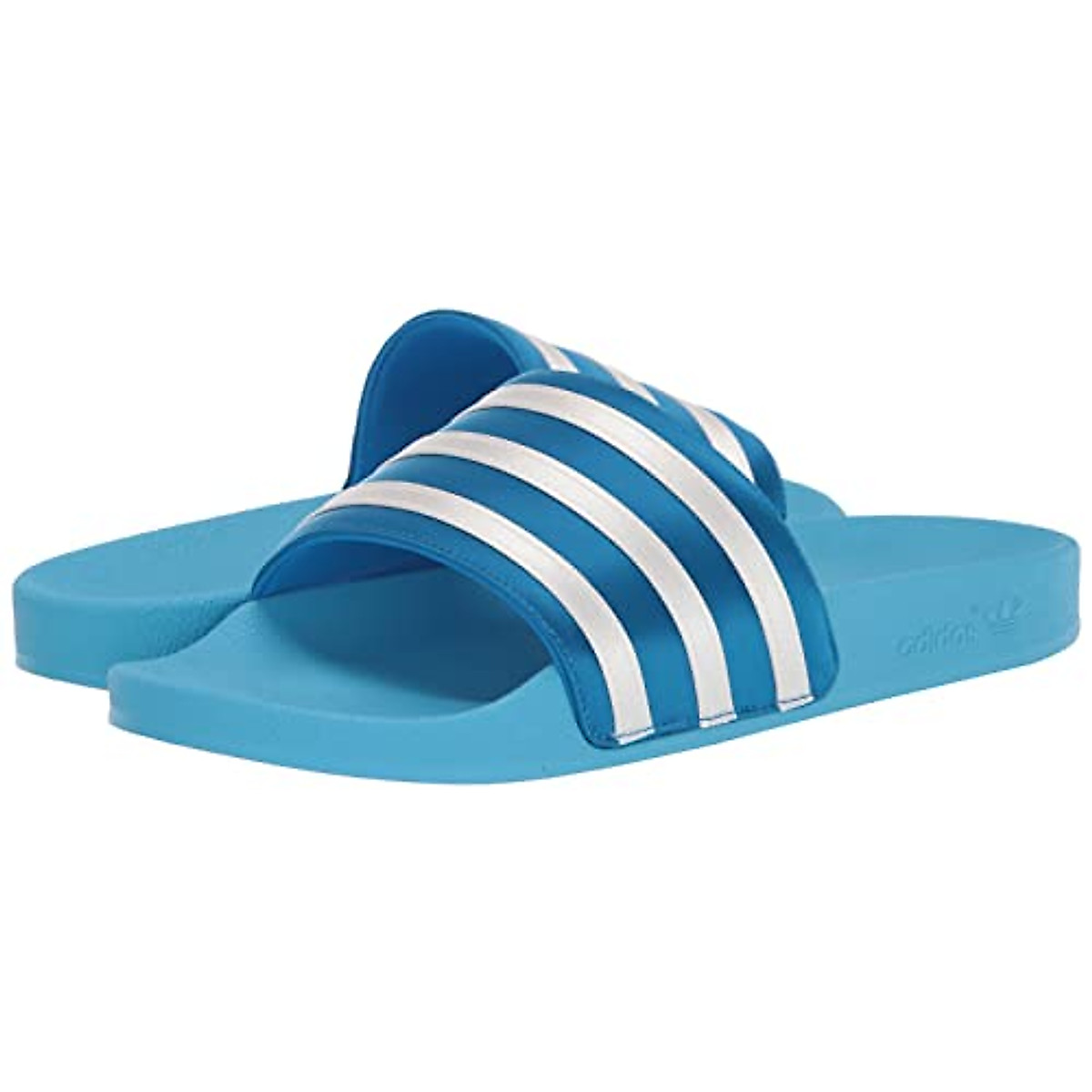 adidas Originals Women's Adilette Slides Sandal, Sky Rush/White/Blue Rush, 6