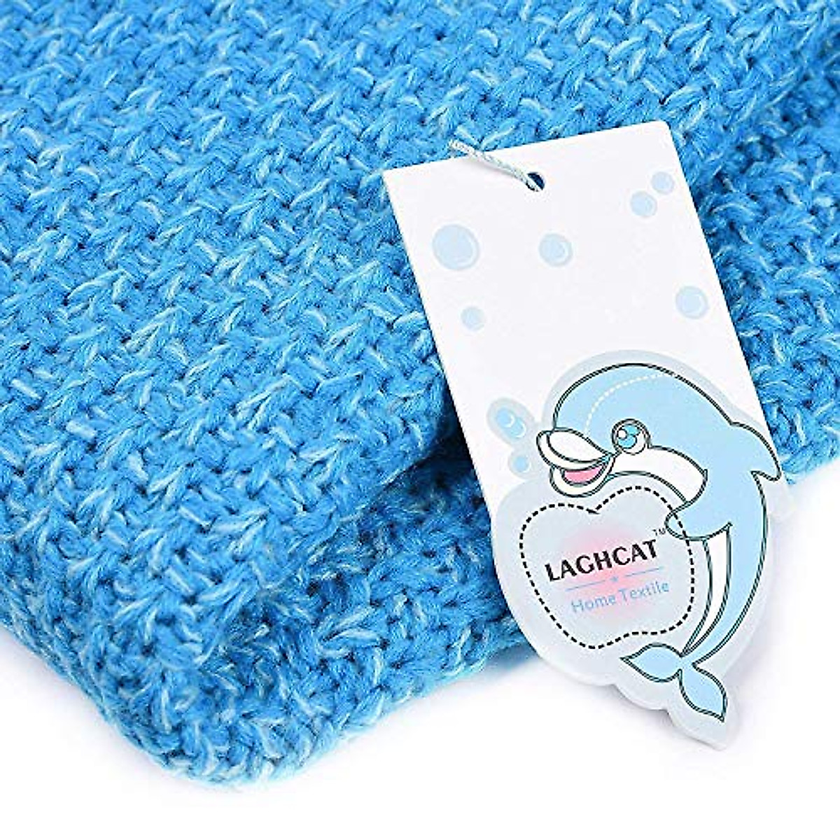 LAGHCAT Mermaid Tail Blanket Crochet Mermaid Blanket for Adult, Soft All Seasons Sleeping Blankets, Classic Pattern (71"x35.5", Blue)
