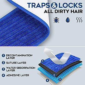 Matthew 18'' Microfiber Mop Replacement Pads for Wet Dry Reusable Mops Floor Home Commercial Cleaning Refills, Machine Washable Compatible with Bona Mop&Any Microfiber Flat Mop System Blue (3 Pack)