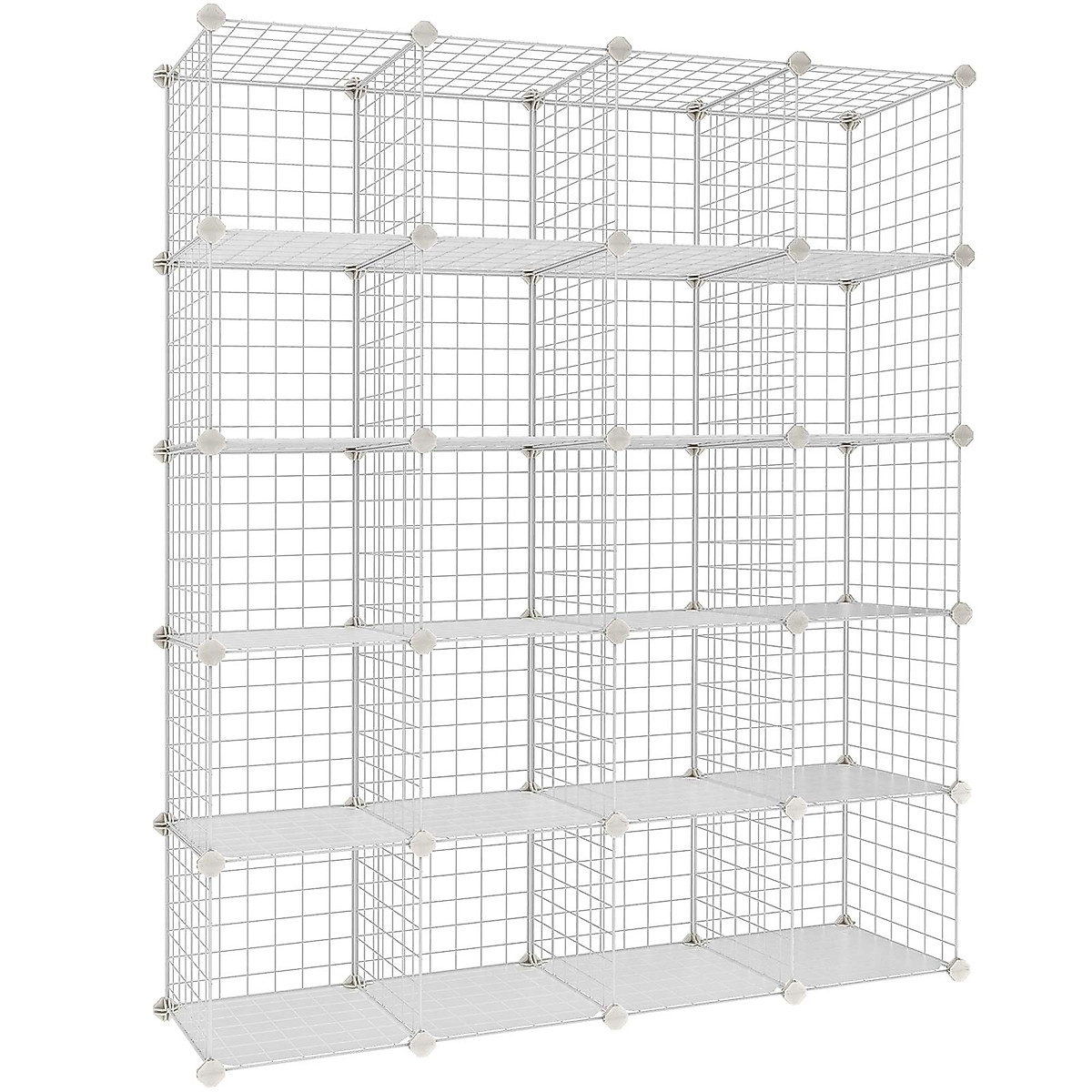 SONGMICS Wire Cube Storage, 20-Cube Modular Rack, Storage Shelves, PP Plastic Shelf Liners Included, 48.4" L x 12.2" W x 60.2" H White ULPI45W