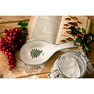 Spode Christmas Tree Spoon Rest | 12 – Inch Cooking Utensil Rest | Spatula Ladle Holder for Kitchen Countertop | Made of Fine Earthenware Dishwasher Safe