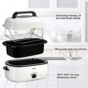 Roaster Oven 26 Quart Electric, Turkey Roaster with Lid Glass Window Design,Large Stainless Steel Turkey Roaster Oven