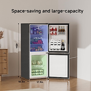 BANGSON 4.0 Cu.Ft Small Refrigerator with Freezer, Small Fridge with Bottom Freezer, for Apartment, Bedroom, Dorm, and Office, Double Door, Black