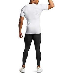 ATHLIO Men's Cool Dry Short Sleeve Compression Shirts, Sports Baselayer T-Shirts Tops, Athletic Workout Shirt, 3pack Tops White/White/White, Medium