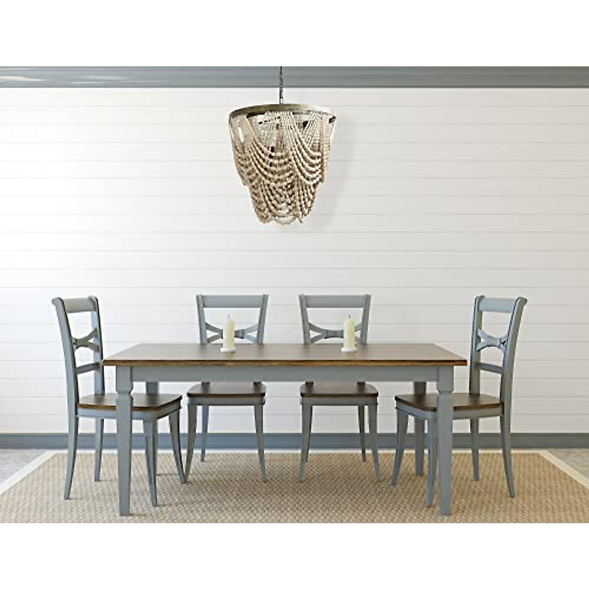 Creative Co-Op Rustic Farmhouse Boho Light Fixture with Wooden Beads - 2-Tier Draped Bead Chandelier