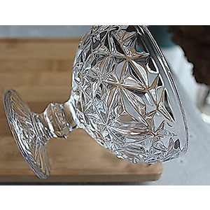 Lawei Set of 6 Glass Dessert Bowls, 10 Oz Footed Ice Cream Sundae Cups, Vintage Embossed Thick Dessert Dishes, Clear Crystal Glass Serving Bowls for Parfait, Dessert, Snack, Cocktail, Cereal, Fruit