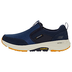 Skechers mens Go Walk Outdoor - Athletic Slip-on Trail Hiking Shoes With Air Cooled Memory Foam Sneaker, Navy/Yellow, 1 11 US