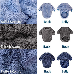 Pack of 3 Dog Sweater Clothes for Small Dogs Boy and Girl Dog Sweaters XS Dog Coat Puppy Cat Apparel Winter Clothes Velvet Sweatshirt (X-Small, SkyBlue,Navy,Darkgrey)
