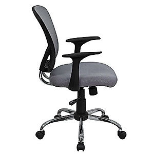 Flash Furniture Alfred Mid-Back Gray Mesh Swivel Task Office Chair with Chrome Base and Arms