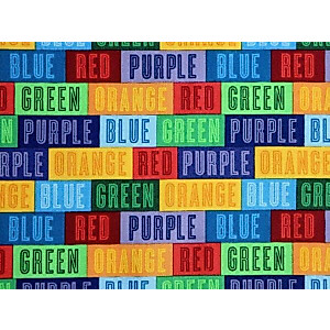 FlashPhoenix Quality Sewing Fabric - Fabric Primary Colors Rainbow Blocks School Great for Kid's by The Yard 36 x 44 Inch