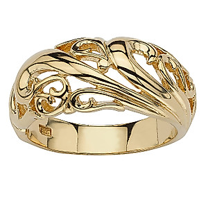 PalmBeach Yellow Gold-plated Sterling Silver Swirling Cutout Dome Ring Sizes 5-12 Size 10