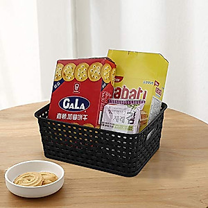 Yarebest 6-Pack Black Plastic Weave Basket, Small Cupboard Basket