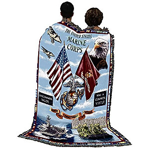 Pure Country Weavers US Marine Corps - Land Sea Air Blanket - Gift Military Tapestry Throw Woven from Cotton - Made in The USA (72x54)